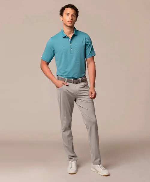 ASHWORTH GOLF Houndstooth Polo - Poseidon/atlantis