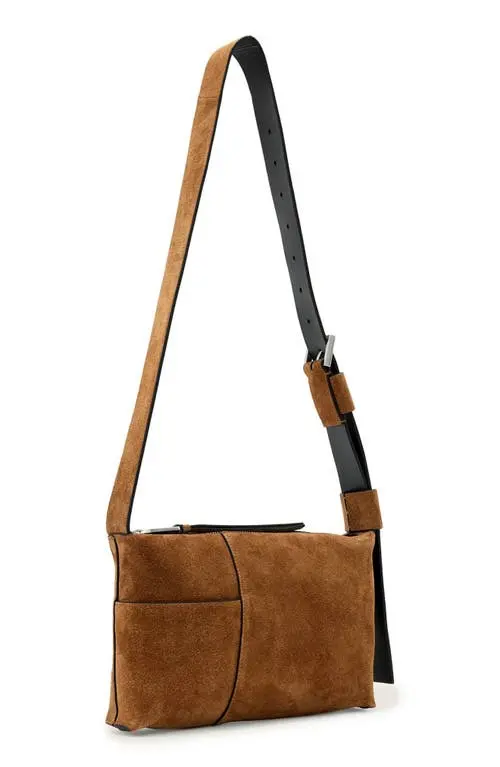 ALLSAINTS Alba Zip Suede Crossbody Bag
