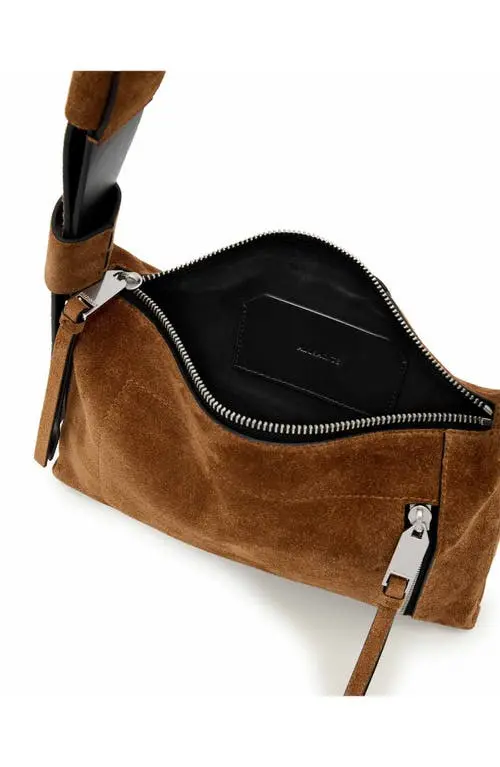ALLSAINTS Alba Zip Suede Crossbody Bag