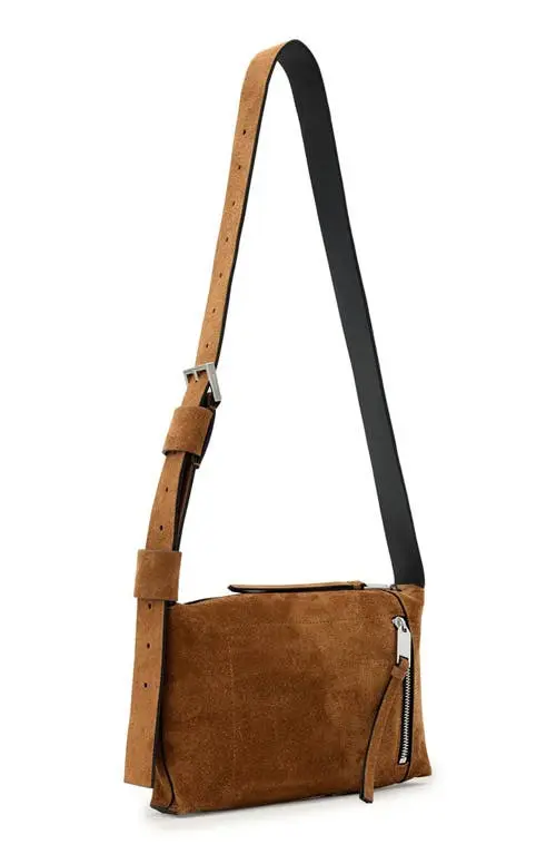 ALLSAINTS Alba Zip Suede Crossbody Bag