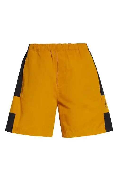 Saint Laurent Cassandre Bicolor Cotton Serge Bermuda Shorts - Curry/noir