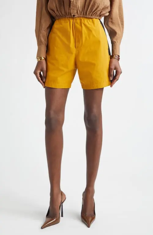 Saint Laurent Cassandre Bicolor Bermuda Shorts - Curry/noir