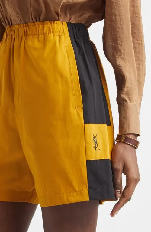 Saint Laurent Cassandre Bicolor Bermuda Shorts - Curry/noir