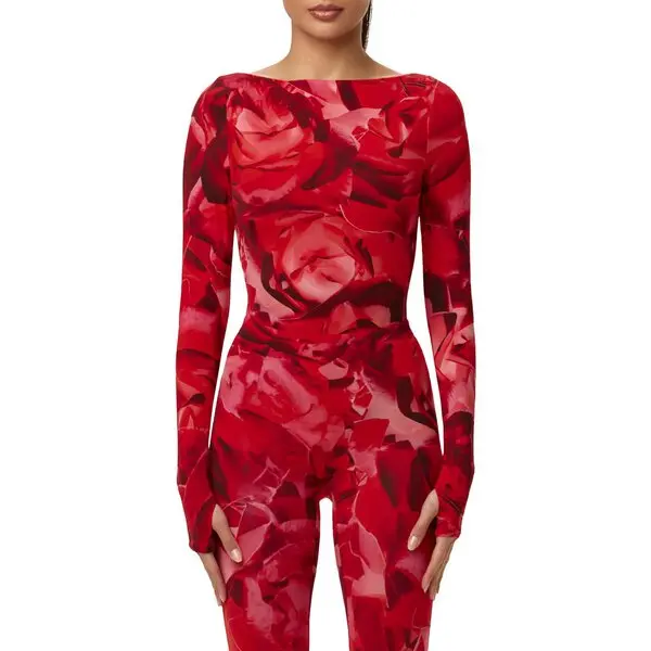Naked Wardrobe Bare Print Bodysuit - Rouge Rose