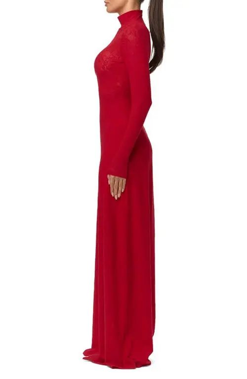Naked Wardrobe Mock Neck Lace Maxi Dress