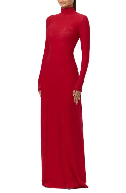 Naked Wardrobe Mock Neck Lace Maxi Dress