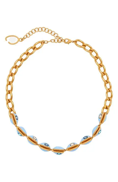 Oscar De La Renta Cowrie Shell Collar Necklace - Sky
