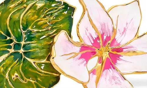 Oscar De La Renta Cyclamen & Leaf Enamel Cuff Bracelet - Pink