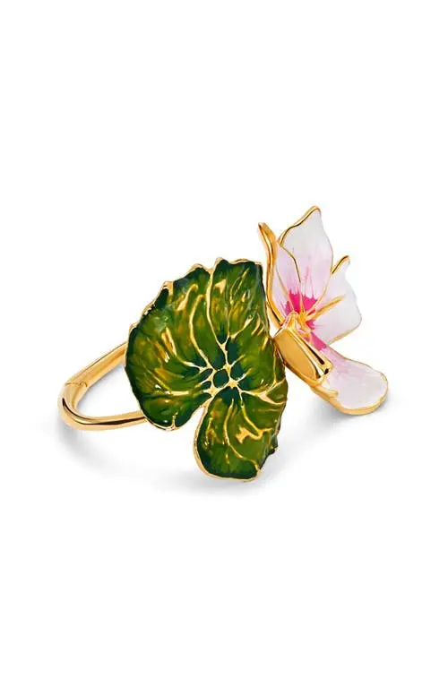Oscar De La Renta Cyclamen & Leaf Enamel Cuff Bracelet