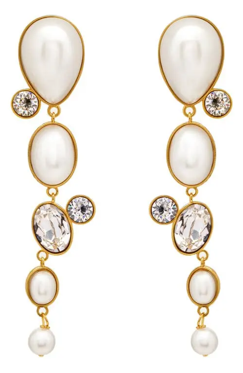 Oscar De La Renta Faux & Stone Drop Earrings - Pearl