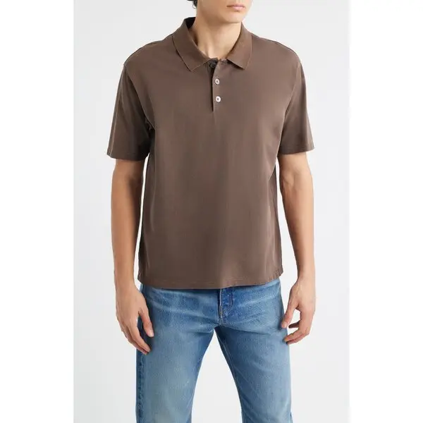 FRAME Washed Cotton Piqué Polo - Antique Cafe