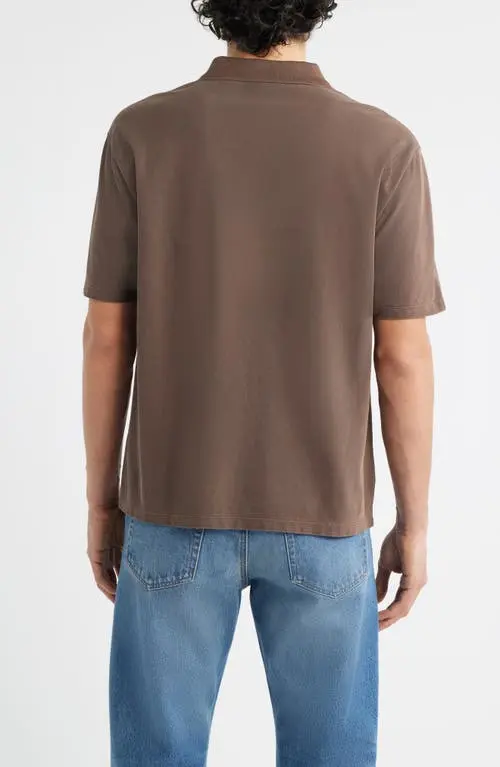 FRAME Washed Cotton Piqué Polo - Antique Cafe