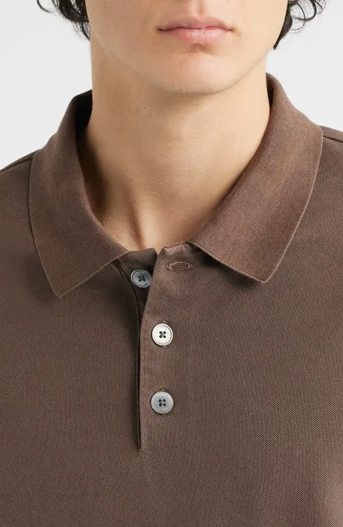 FRAME Washed Cotton Piqué Polo - Antique Cafe