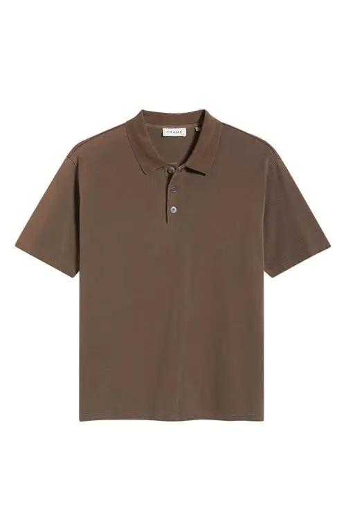 FRAME Washed Cotton Piqué Polo - Antique Cafe