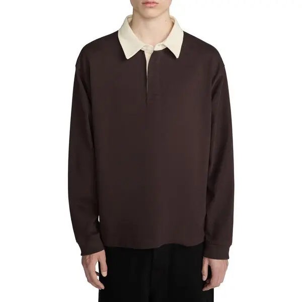 FRAME Cotton Rugby Polo - Deep Brown