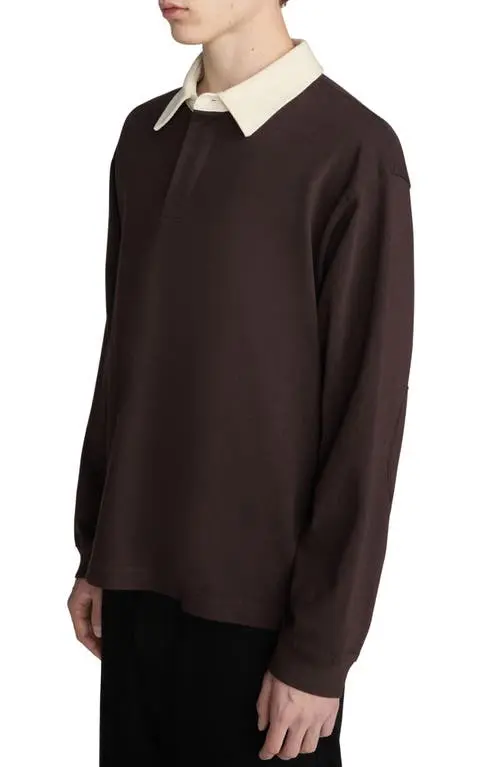 FRAME Cotton Rugby Polo - Deep Brown