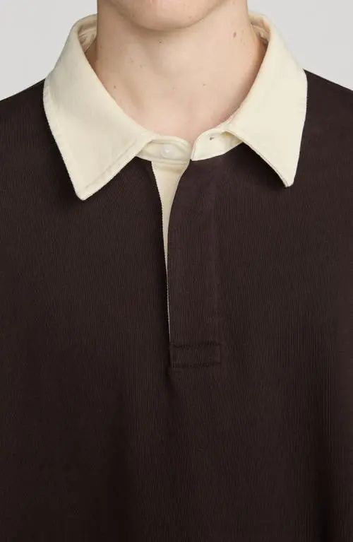 FRAME Cotton Rugby Polo - Deep Brown