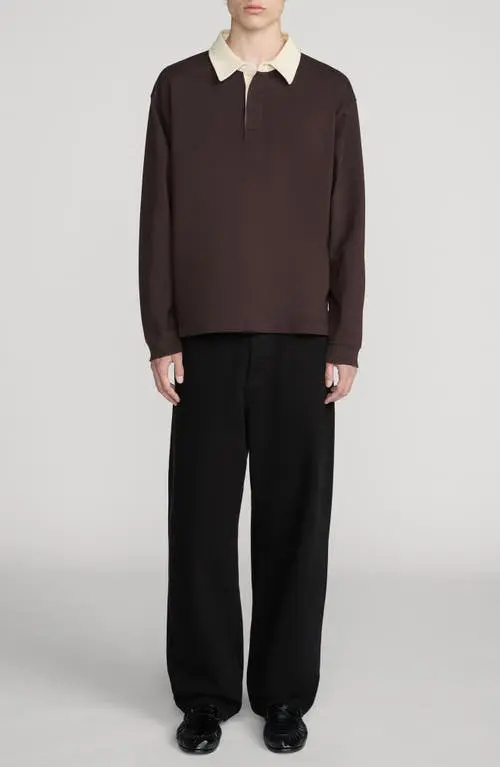 FRAME Cotton Rugby Polo - Deep Brown