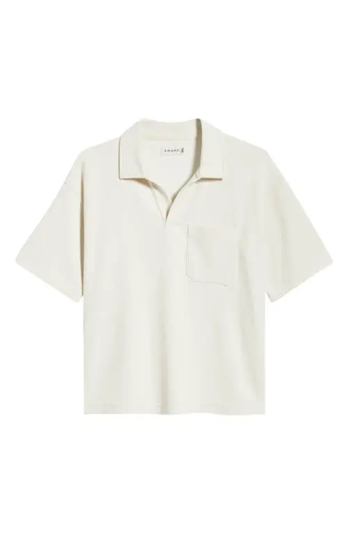 FRAME Textured Cotton Blend Polo - Light Stone