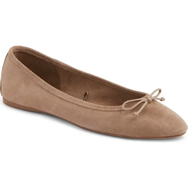 Mango Bow Round-toe Leather Ballet Flats
