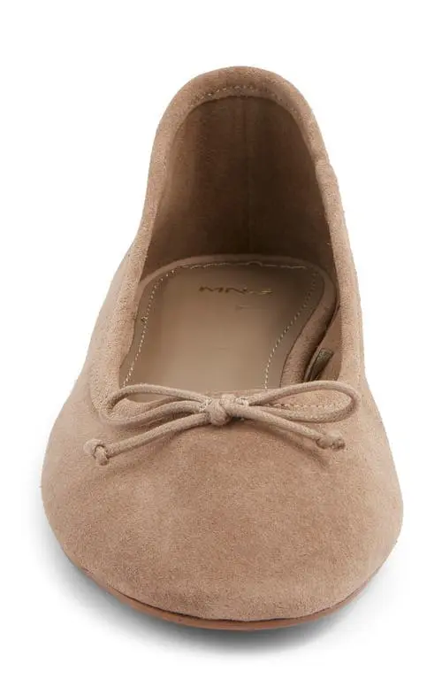 Mango Bow Round-toe Leather Ballet Flats