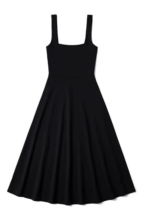 PACT Fit & Flare Square Neck Organic Cotton Dress - Black