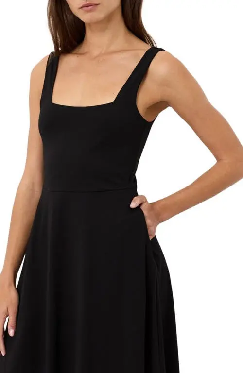 PACT Fit & Flare Square Neck Organic Cotton Dress - Black