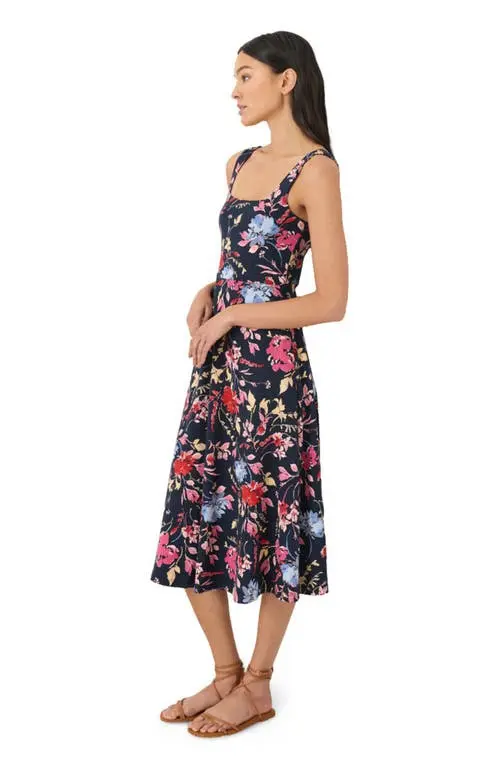 PACT Fit & Flare Organic Cotton Square Neck Dress - Dayspring Blooms Multi