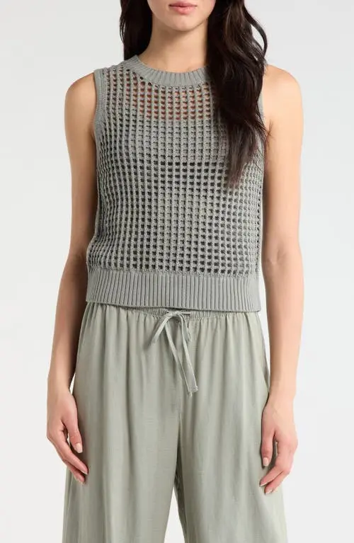 Splendid Camellia Open Knit Sleeveless Sweater - Eucalyptus Green