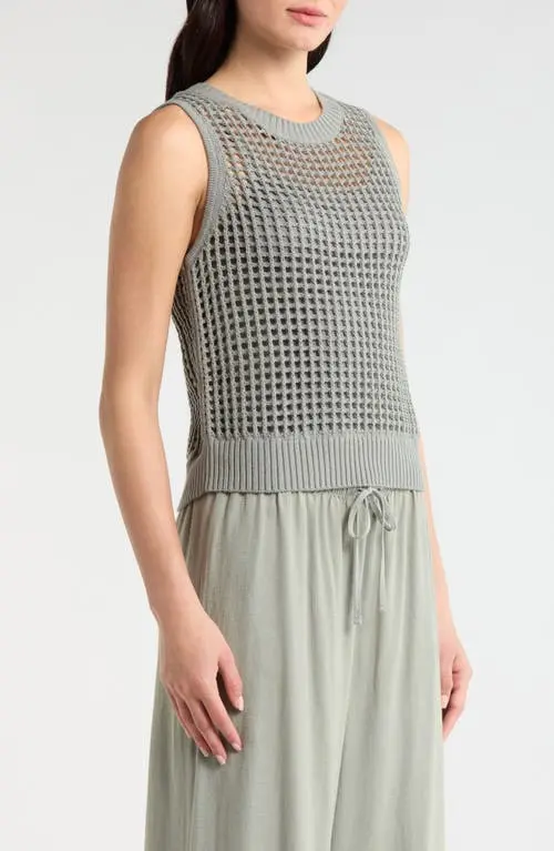 Splendid Camellia Open Knit Sleeveless Sweater - Eucalyptus Green