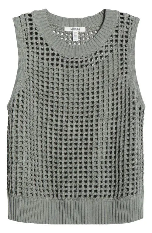 Splendid Camellia Open Knit Sleeveless Sweater - Eucalyptus Green