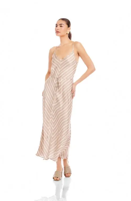 Fifteen Twenty Cami Chevron Stripe Satin Midi Dress