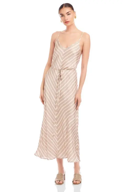 Fifteen Twenty Cami Chevron Stripe Satin Midi Dress