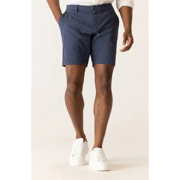 DEKE Oasis Seersucker Bermuda Shorts - Indigo/natural