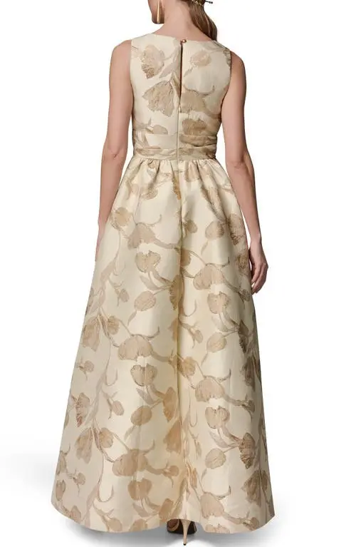 Donna Karan New York Floral Metallic Jacquard Gown