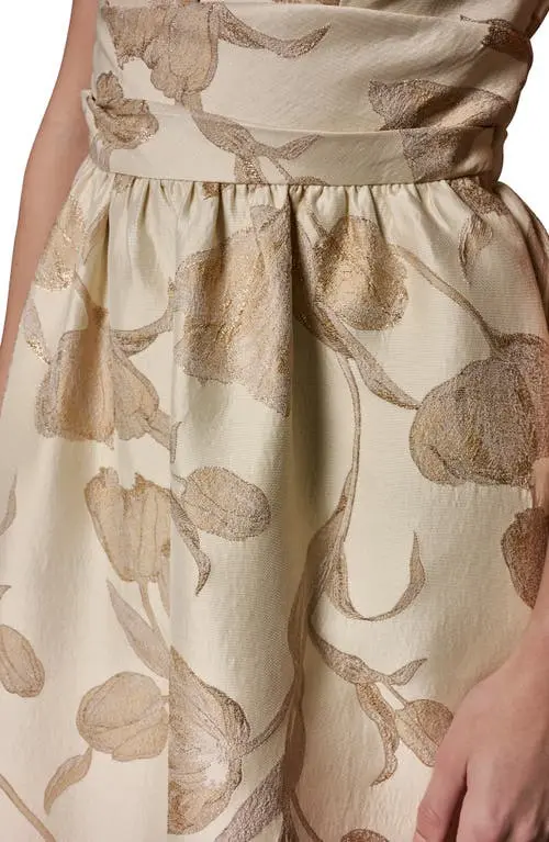 Donna Karan New York Floral Metallic Jacquard Gown