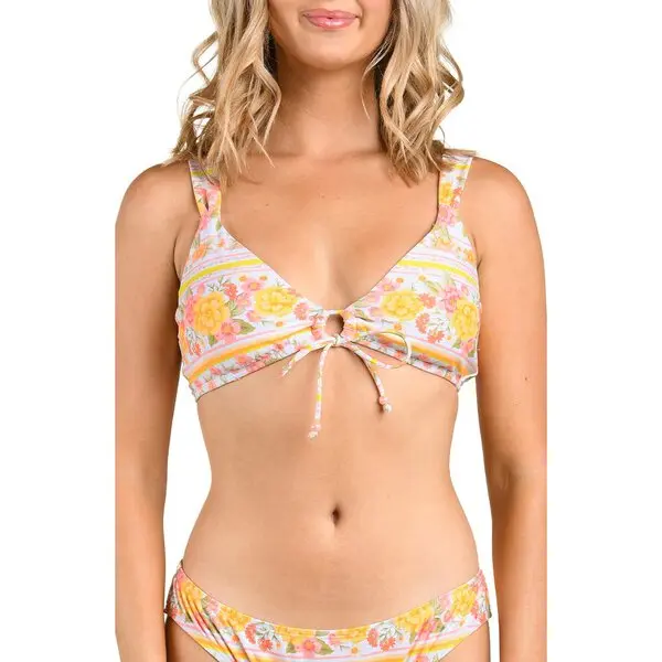 CITRUS Tie Front Bikini Top - White Multi