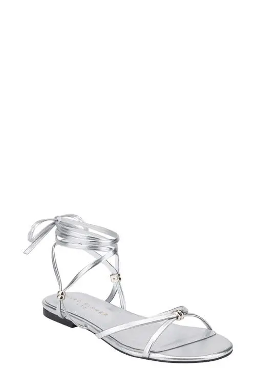 Marc Fisher Este Ankle Wrap Sandal - Silver