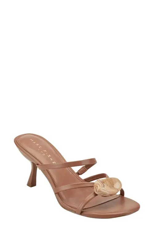 Marc Fisher Natesa Strappy Kitten Heel Sandal - Medium Brown