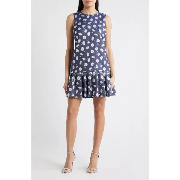 Lilly Pulitzer® Joey Metallic Floral Cotton Blend Dress - Low Tide Navy Petal