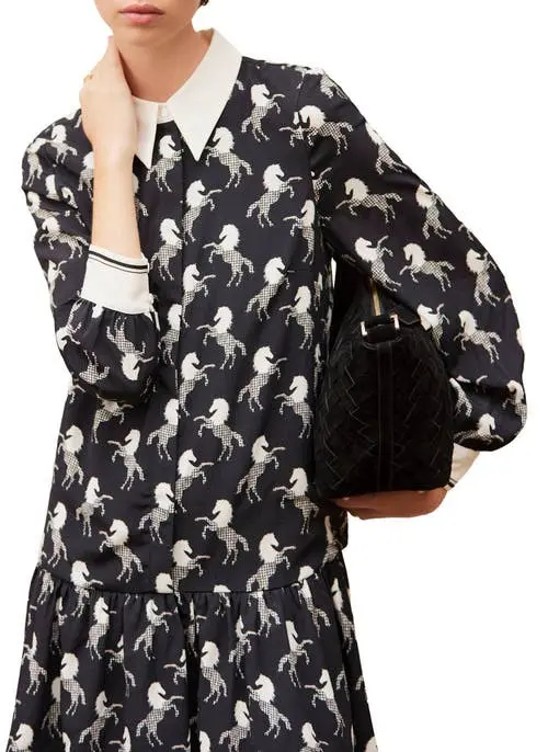 Mint Velvet Horse Print Mini Shirt Dress