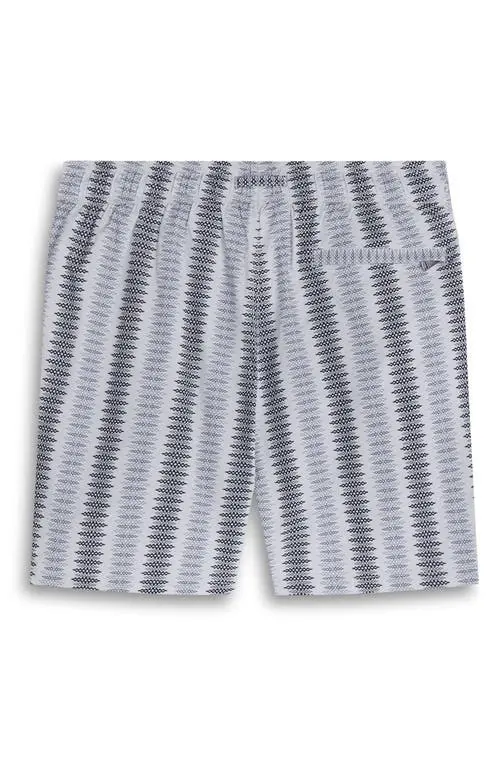 Bugatchi Cruz Diamond Stripe Print Swim Trunks - Platinum