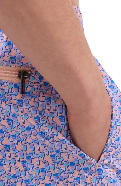 Bugatchi Printed Swim Trunks - Peach