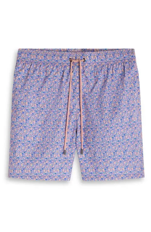 Bugatchi Printed Swim Trunks - Peach