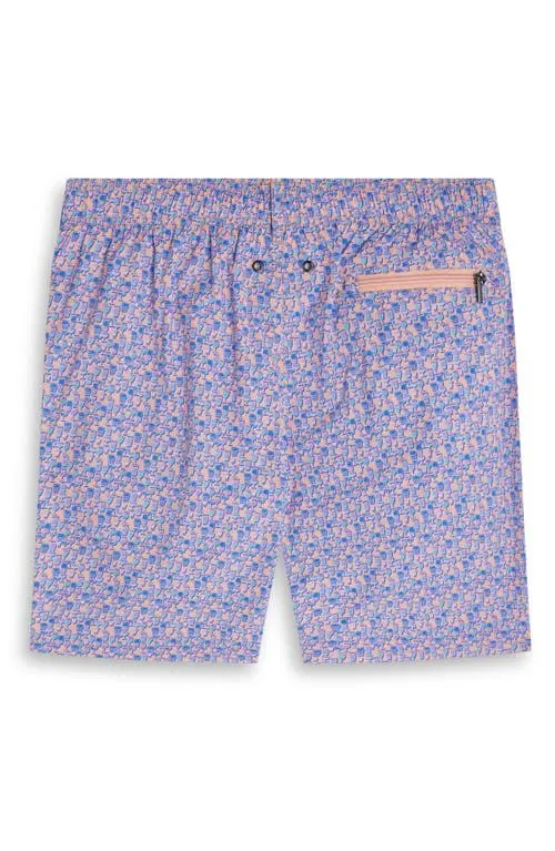 Bugatchi Printed Swim Trunks - Peach