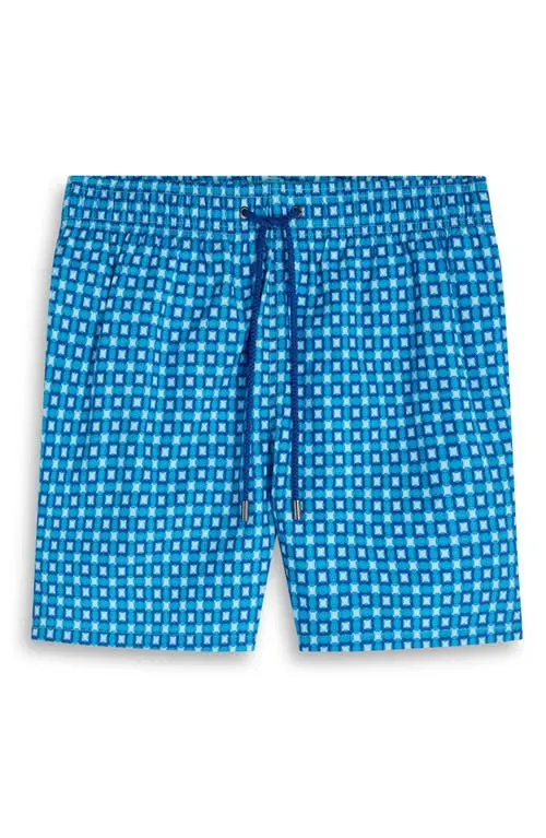 Bugatchi Kai Geo Print Swim Trunks - Aqua