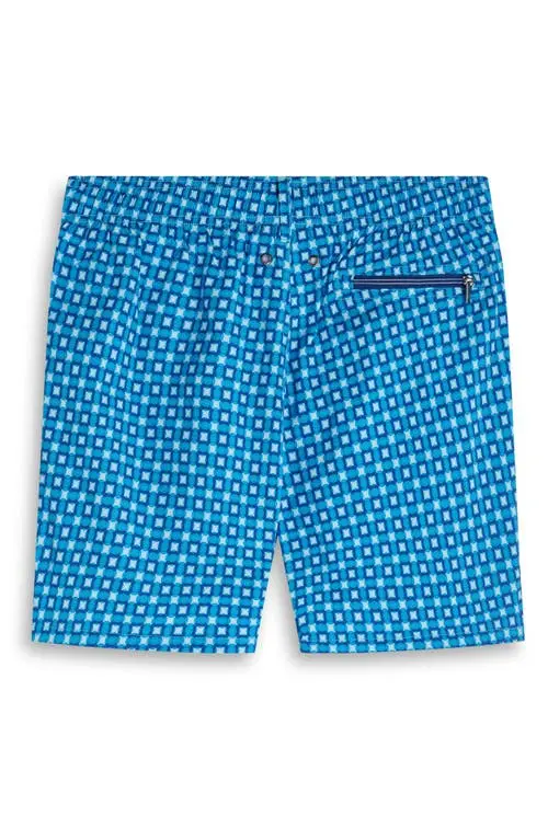 Bugatchi Kai Geo Print Swim Trunks - Aqua