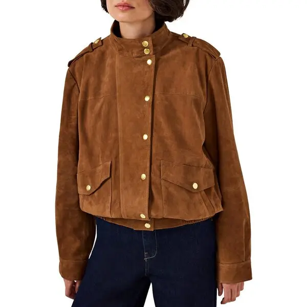 Mint Velvet Suede Bomber Jacket