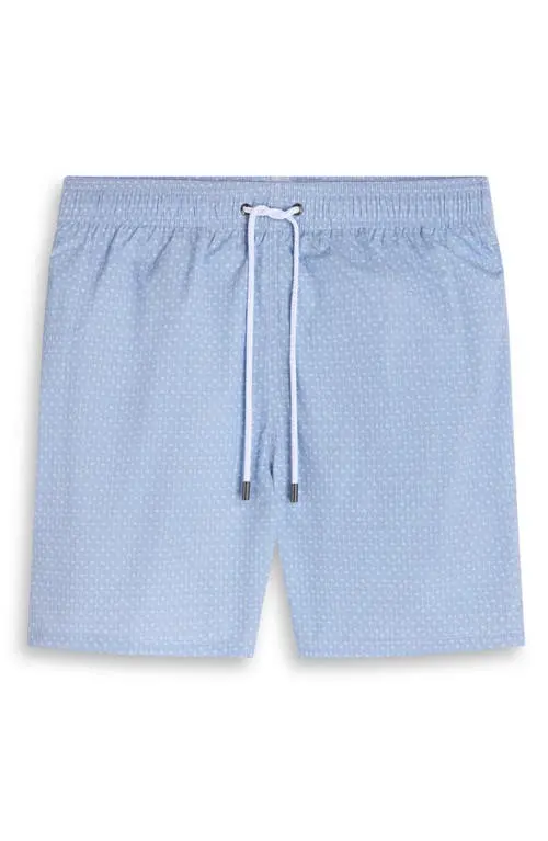 Bugatchi Kai Palm Print Swim Trunks - Vista Blue