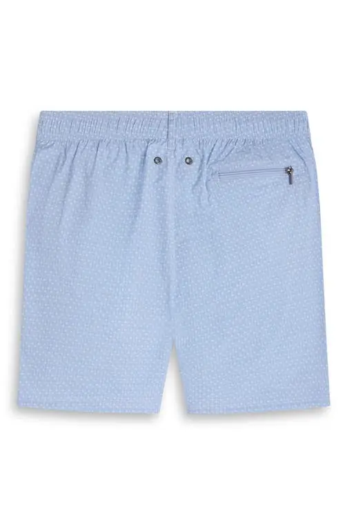 Bugatchi Kai Palm Print Swim Trunks - Vista Blue